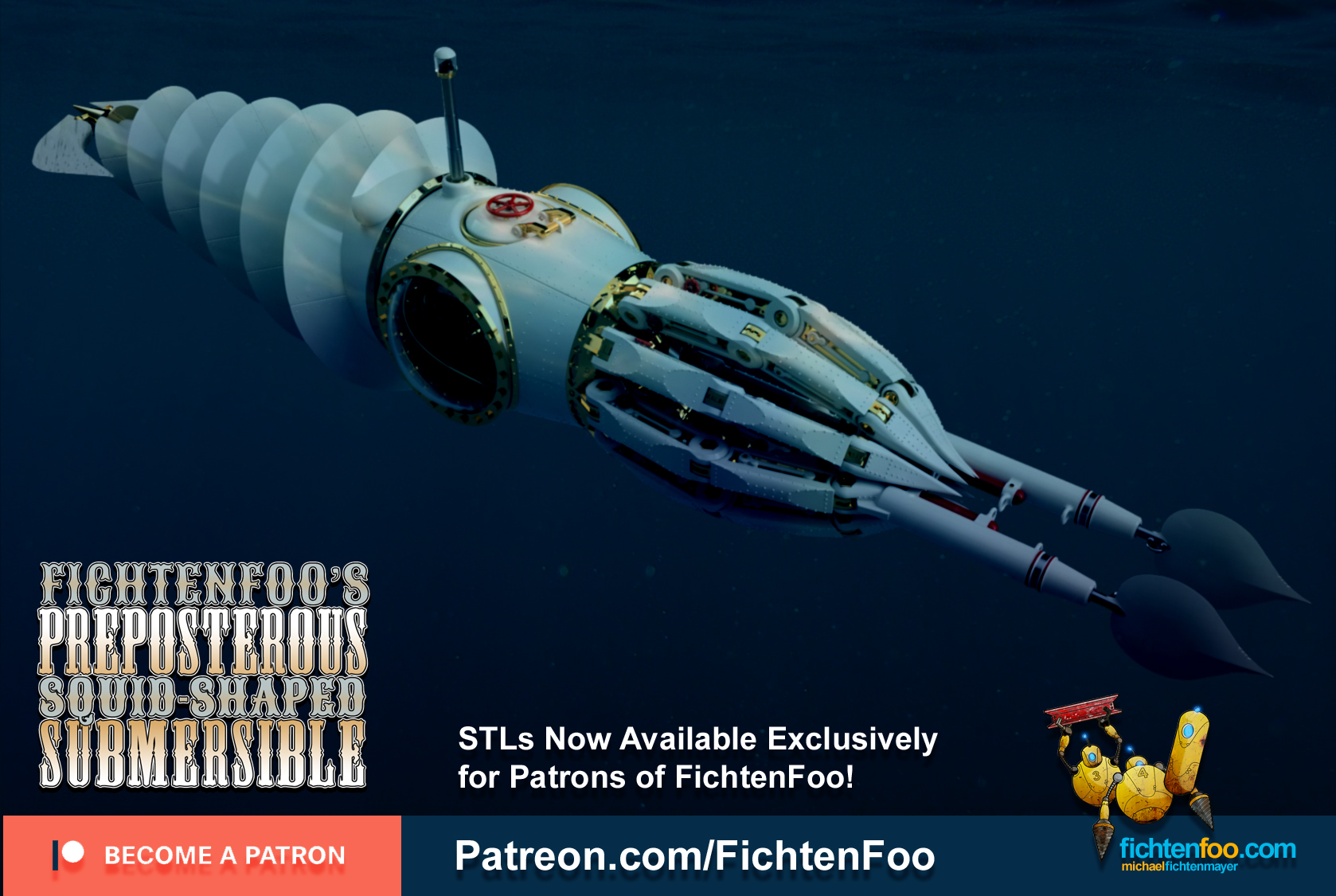 FichtenFoo’s Preposterous Squid-Shaped Submersible (3D Files) – FichtenFoo